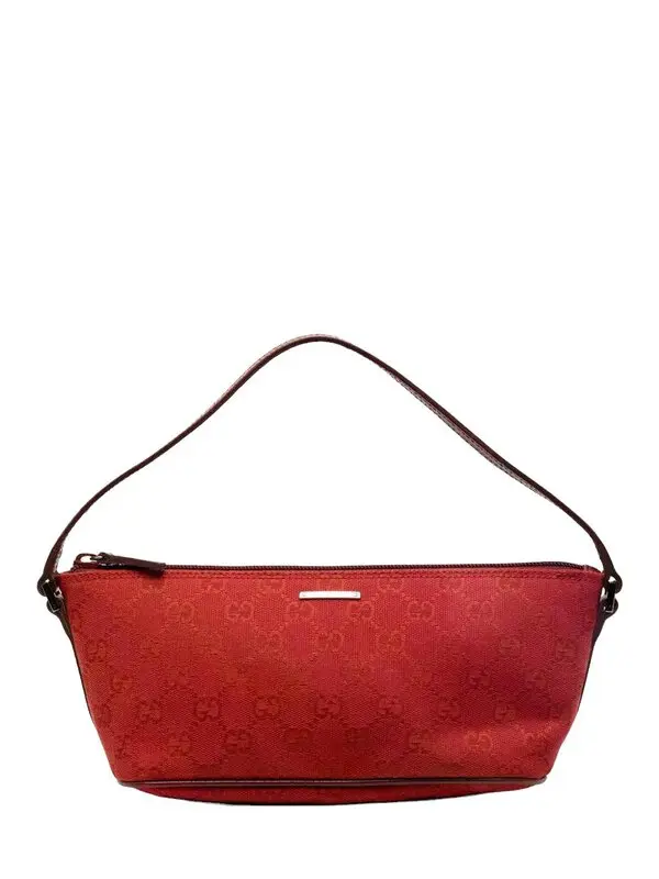 Gucci Gg Canvas Boat Shoulder Bag - Red