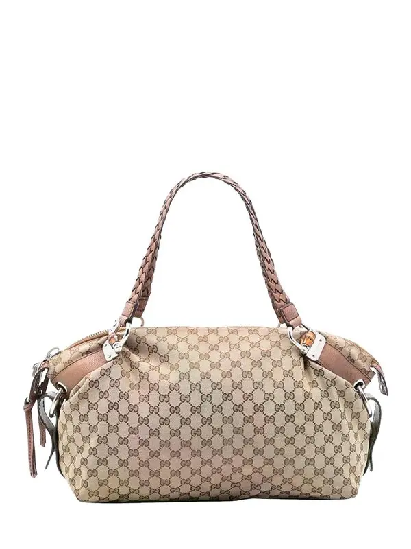 Gucci Gg Canvas Bamboo Bar Tote Bag - Brown