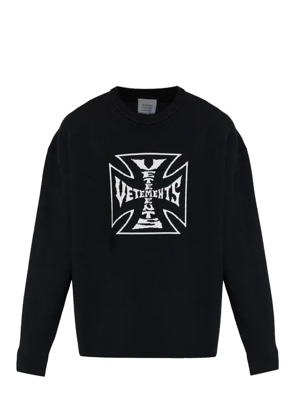 Vetements Wool Sweater With Graphic Detail - Black
