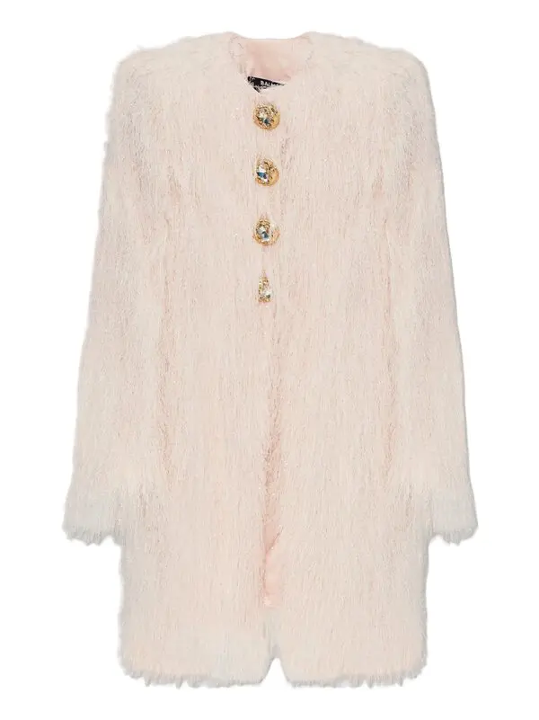 Balmain Fringed Coat - Pink