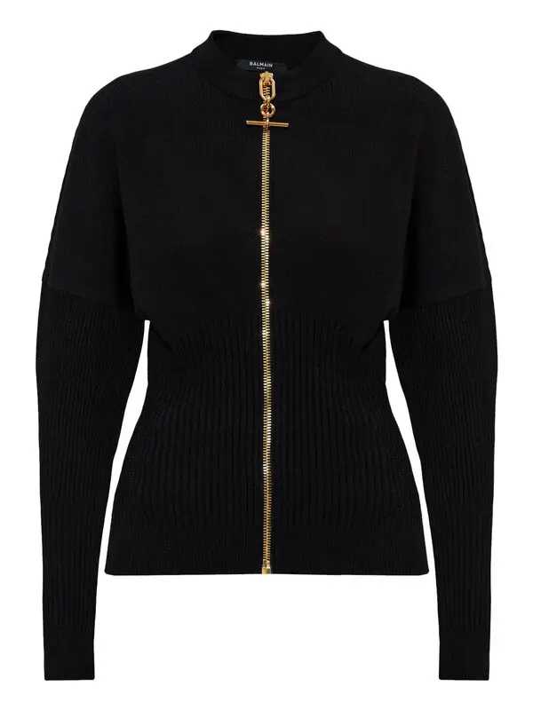 Balmain Waist-cinch Knit Cardigan - Black