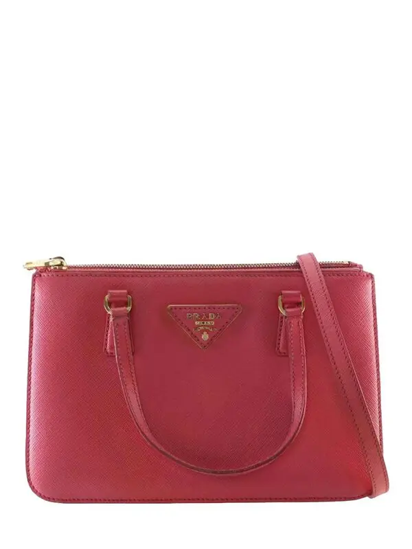 Prada Mini Saffiano Lux Galleria Double Zip Satchel - Pink
