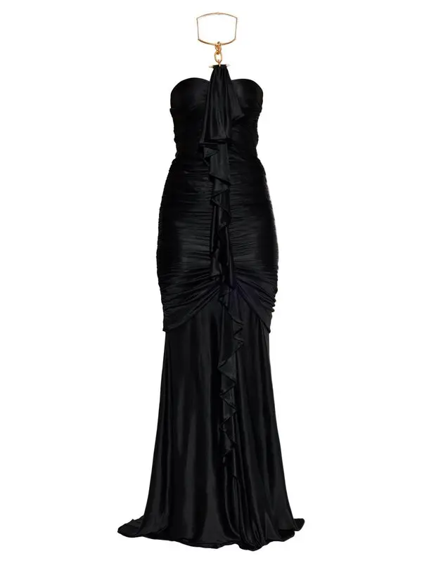Balmain Draped Gown - Black