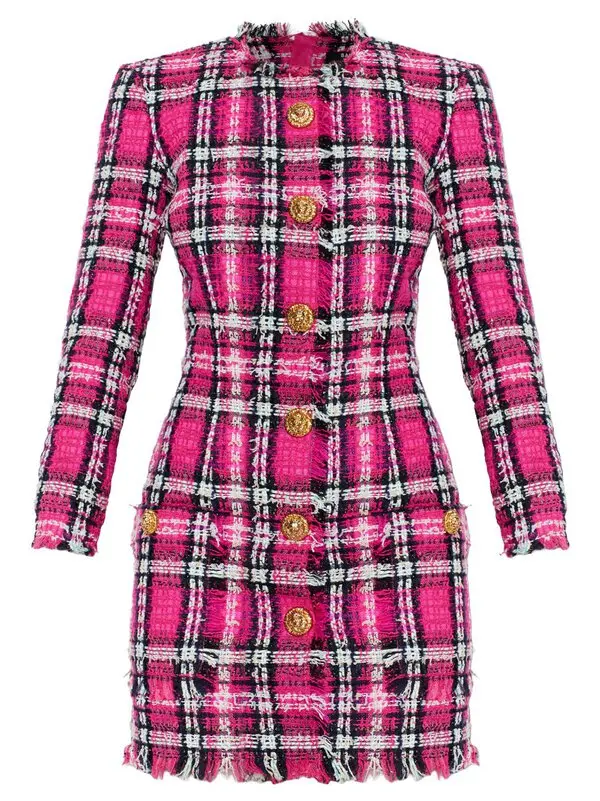 Balmain Tweed Mini Dress - Pink