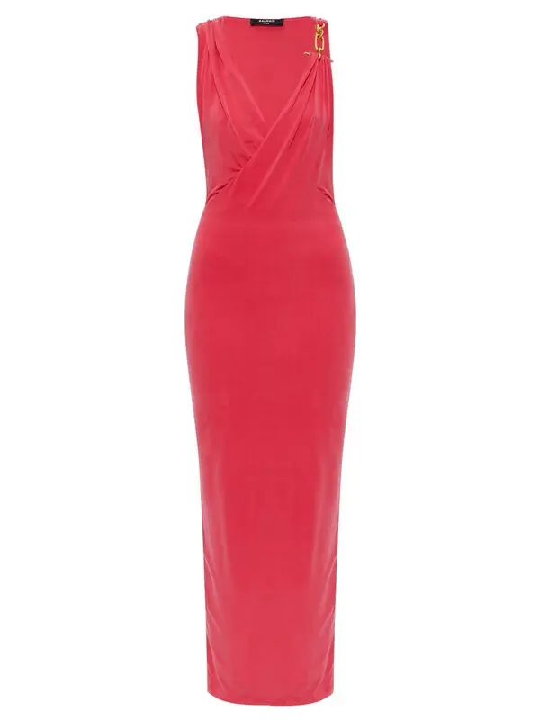 Balmain Fitted Ruched Bodice Maxi Dress - Pink