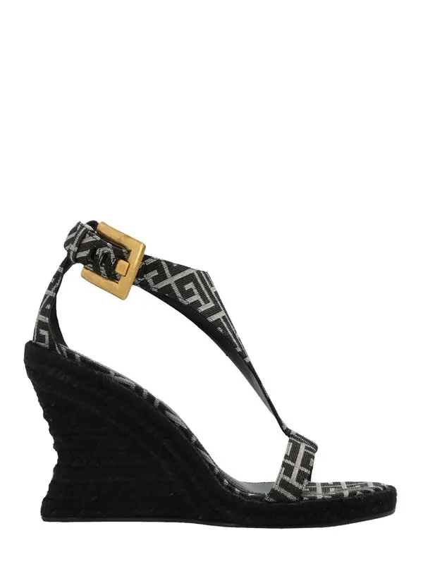 Balmain Anthem Wedge Sandals - Black
