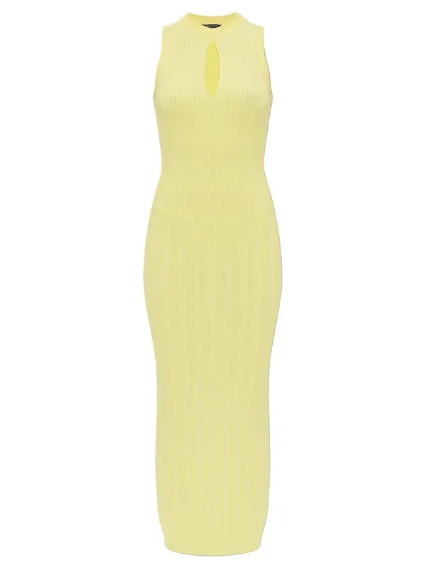 Balmain Ribbed Knit Dress - Yellow