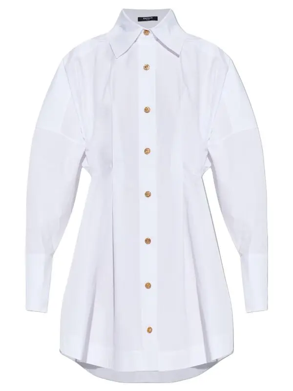 Balmain Waist-fitted Shirt Dress - White