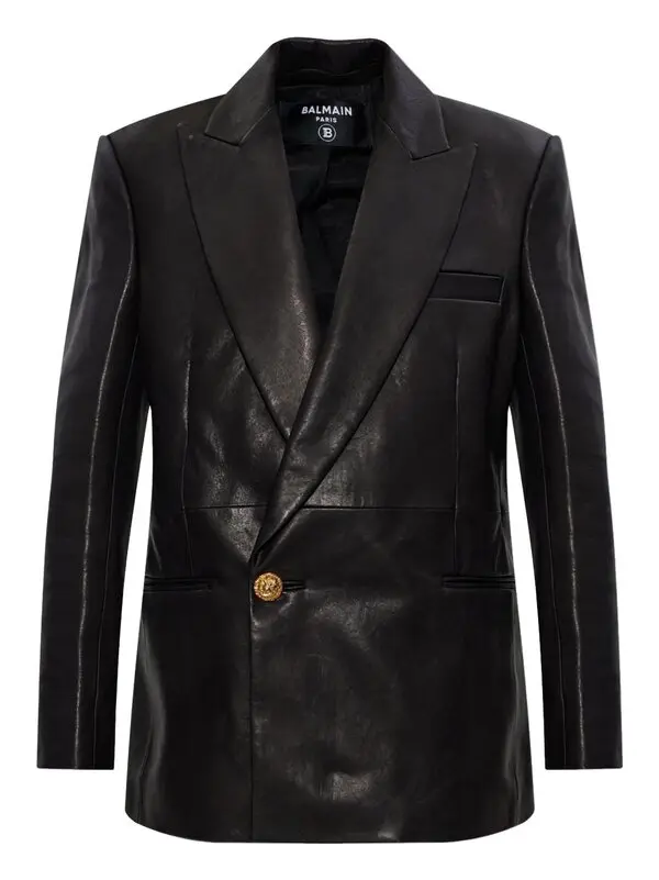 Balmain Leather Blazer - Black
