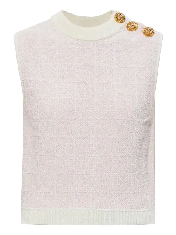 Balmain Sleeveless Tweed Top - Pink