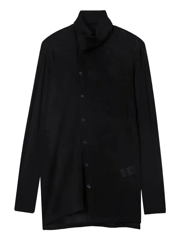 Y’s Button Roll-neck Cardigan - Black