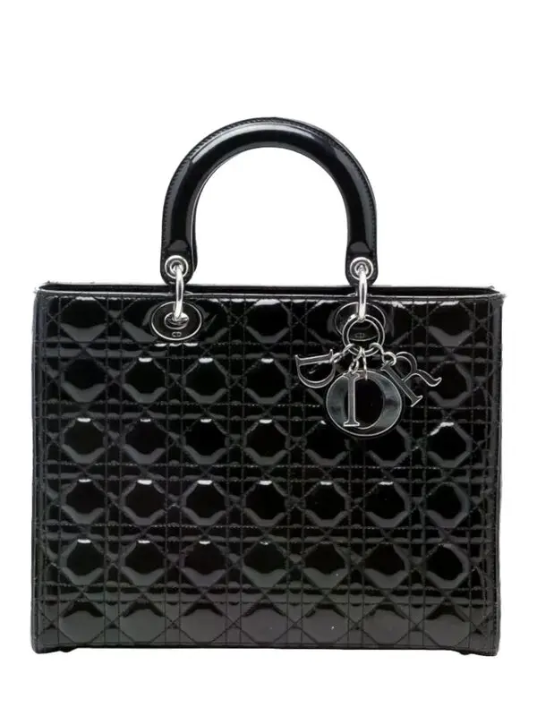 Dior 2012 Large Patent Cannage Lady Satchel - Black
