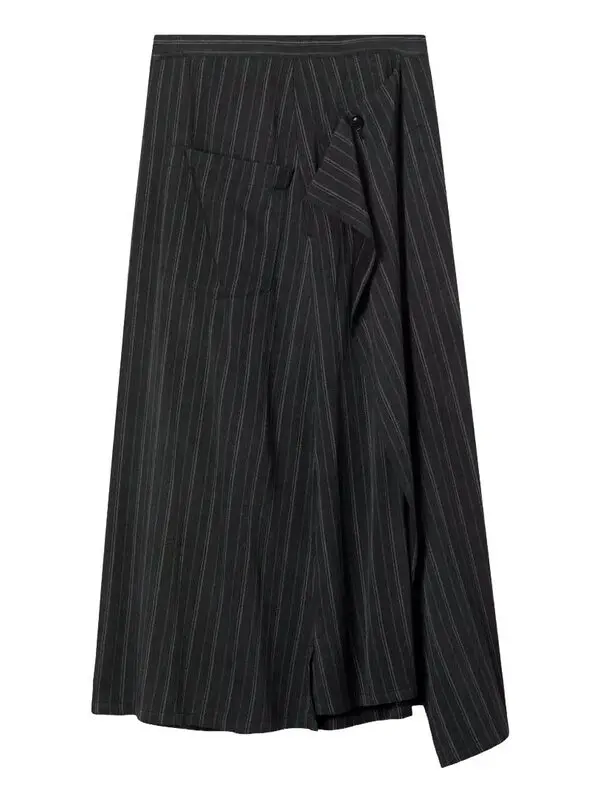 Y’s Pinstriped Midi Skirt - Grey