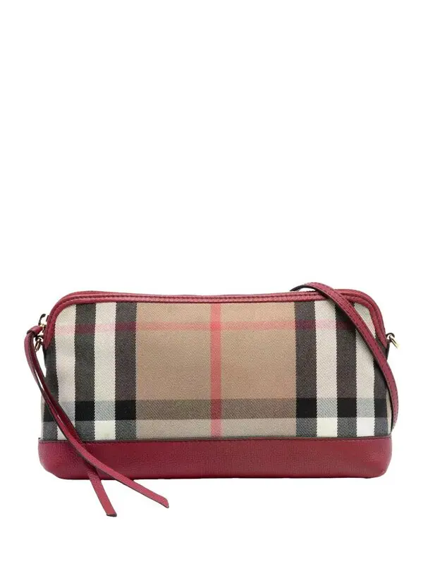 Burberry House Check Canvas Abingdon Convertible Clutch Crossbody Bag - Brown