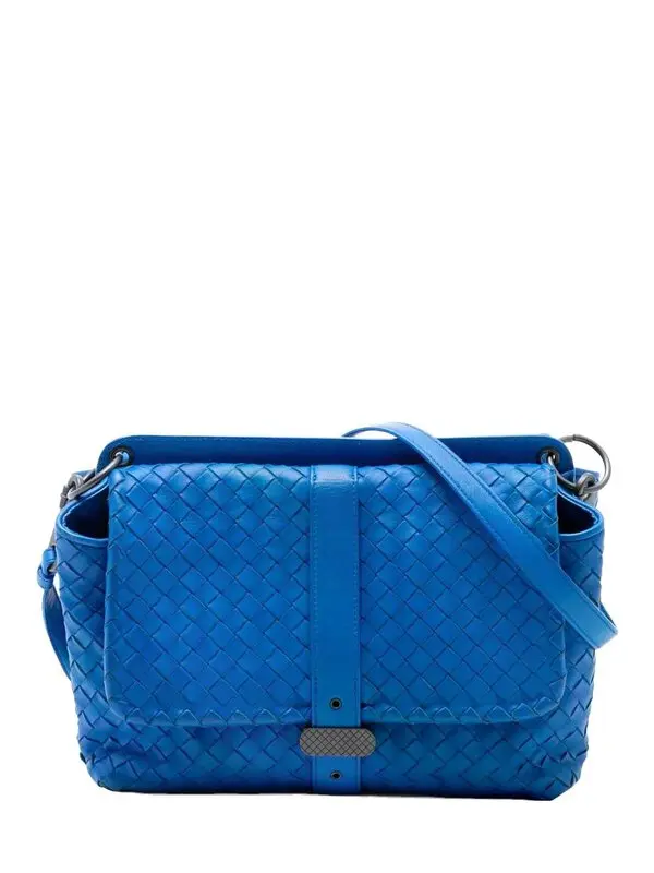Bottega Veneta Nappa Intrecciato Double Sided Flap Crossbody Bag - Blue