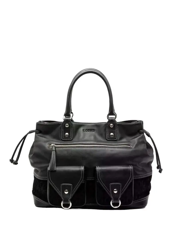 Loewe 2010-2026 Calfskin And Suede Anagram Pocket Tote Bag - Black