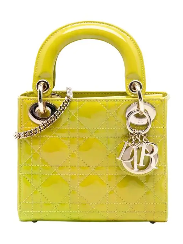 Dior 2021 Mini Cannage Lady Satchel - Yellow