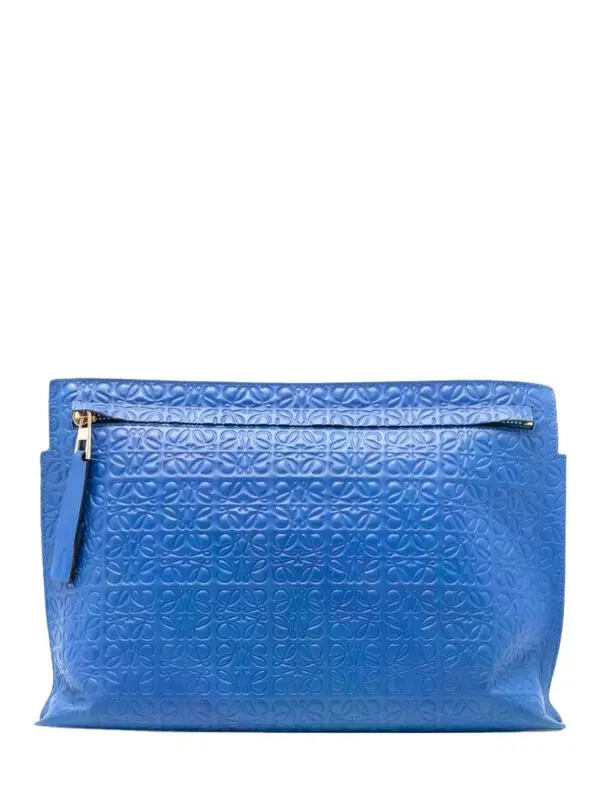 Loewe 2016 Embossed Anagram T Clutch - Blue
