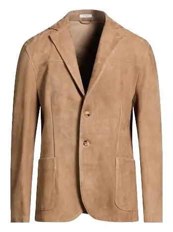 Boglioli Leather Single-breasted Blazer - Beige