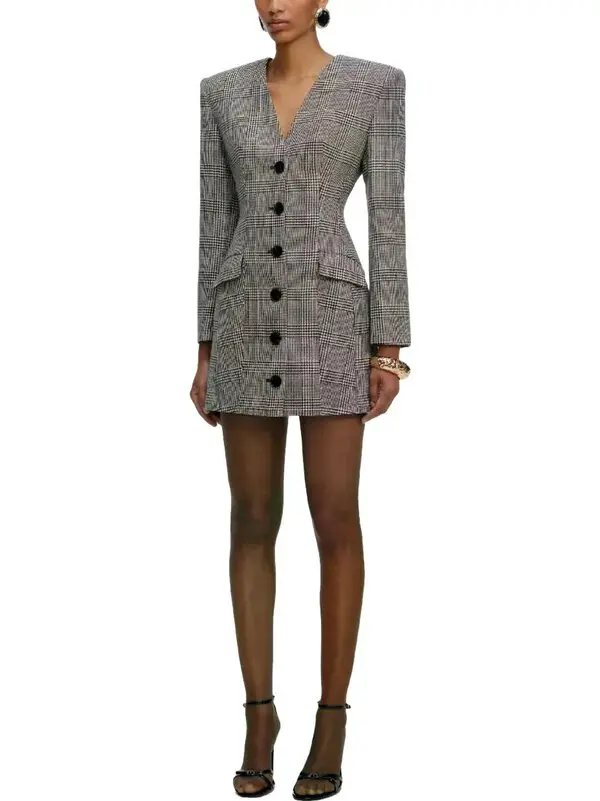 SELF-PORTRAIT Checked Mini Dress - Black