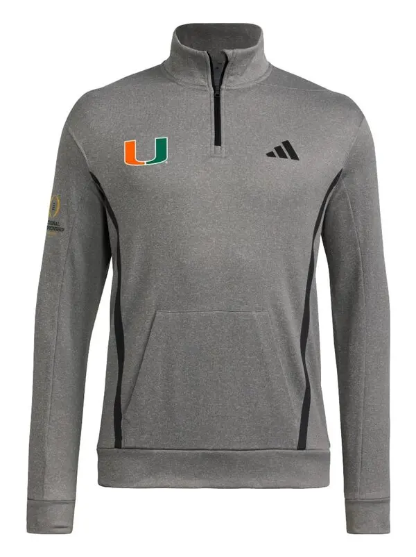 Adidas Miami Hurricanes Quarterzip - Medium Grey Heather / Ncaa-mia