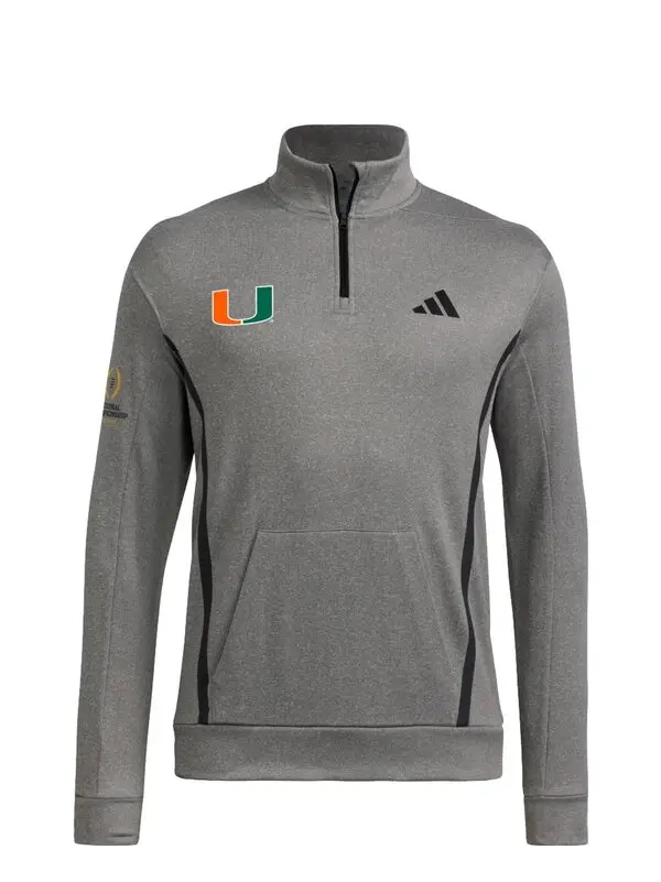 Adidas Miami Hurricanes Game & Go Team Issue 1/4 Zip Sweatshirt - Medium Grey Heather / Ncaa-mia