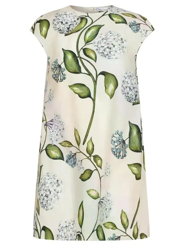Oscar De La Renta Porcelain-flower Mini Dress - White