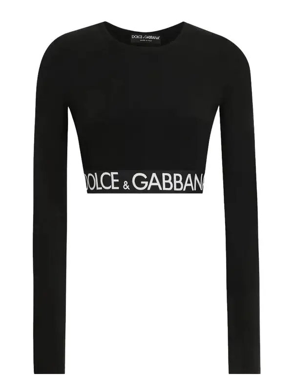 Dolce & Gabbana Long-sleeve Crop Top - Black