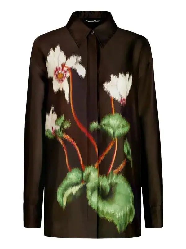 Oscar De La Renta Floral Blouse - Brown