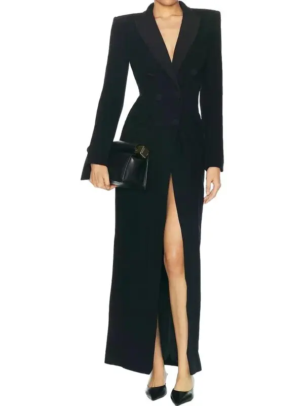 SANS FAFF Amberly Blazer Evening Maxi Dress - Black