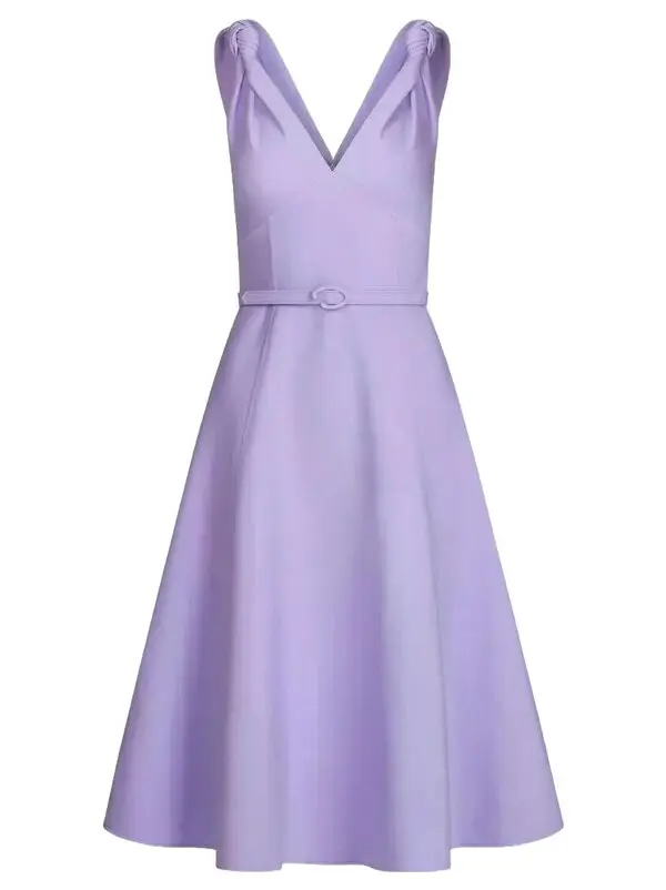 Oscar De La Renta Twist-detailed Wool Midi Dress - Purple