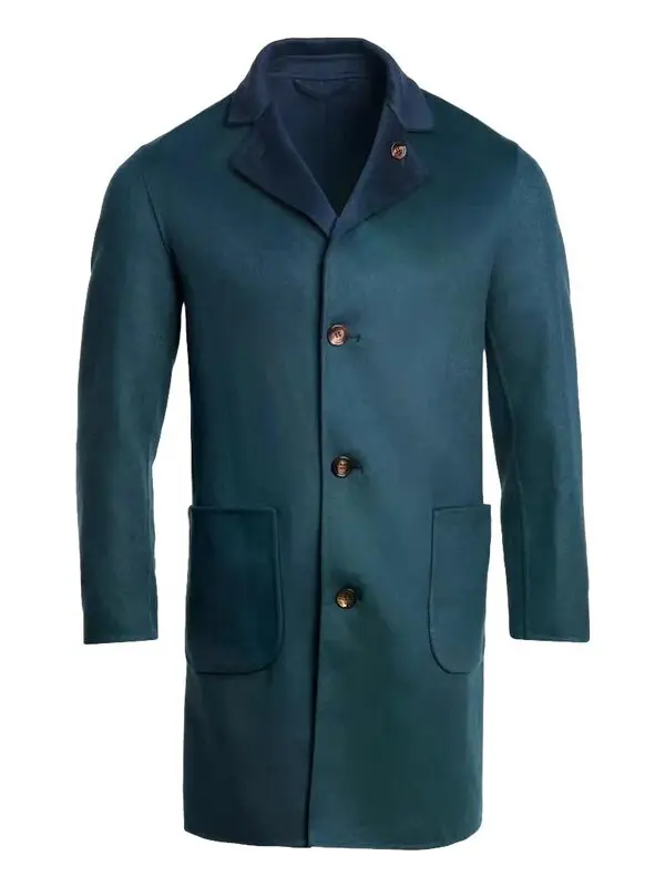 Kiton Reversible Cashmere Overcoat - Blue