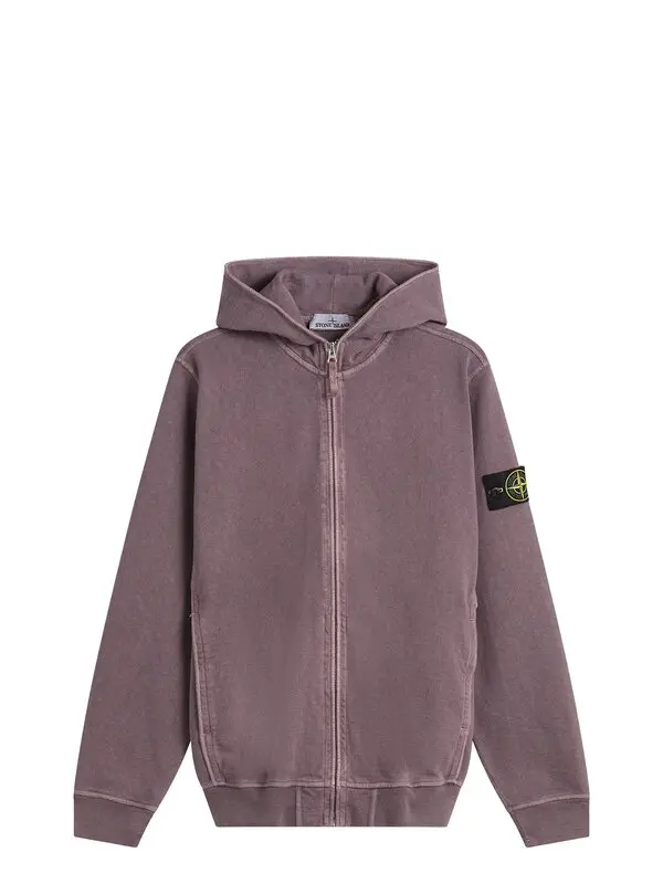 Stone Island Garment-dyed Zip-up Hoodie - Purple Grey