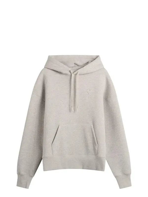Ami Big De Coeur Embossed Hoodie - Gris Cendre Chine