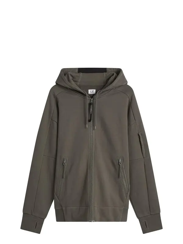 C.P. COMPANY Diagonal Raised Fleece Hooded Sweatshirt - Gunmetal