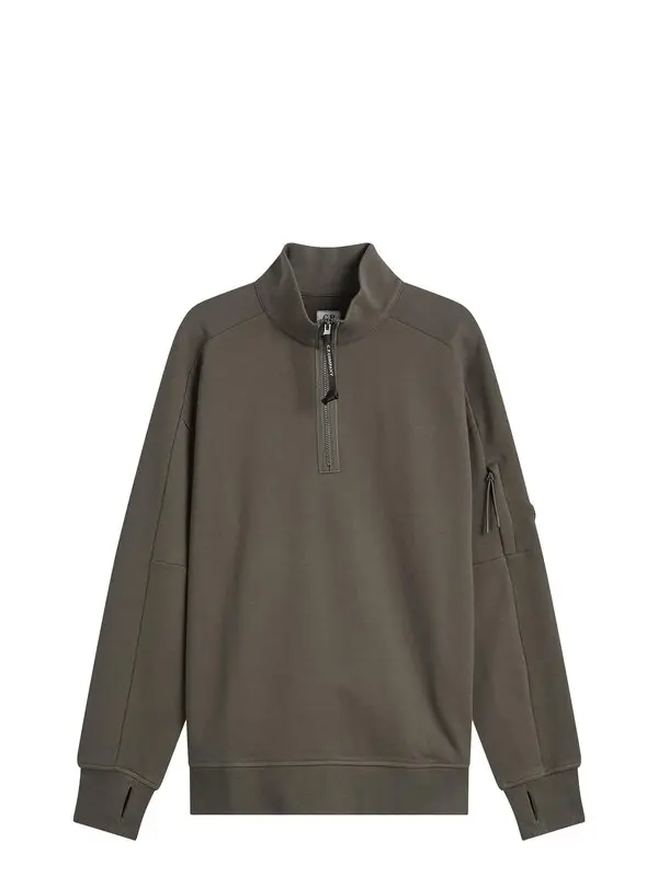 C.P. COMPANY Diagonal Raised Fleece Half Zip Sweatshirt - Gunmetal