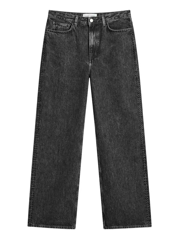 SAMSØE SAMSØE Sashelly Studded Wide Leg Jeans - Grey Cloud