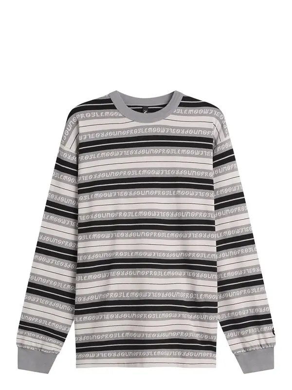 NO PROBLEMO Jacquard Stripe Long Sleeve T-shirt - Black