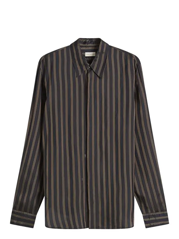 Dries Van Noten Stripe Cupro Shirt - Navy