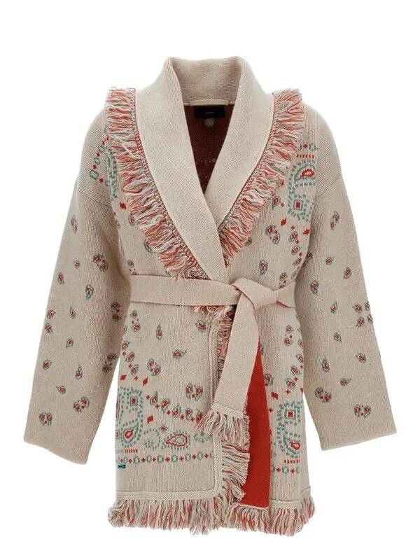 Alanui Bandana Jacquard Cashmere Cardigan - White