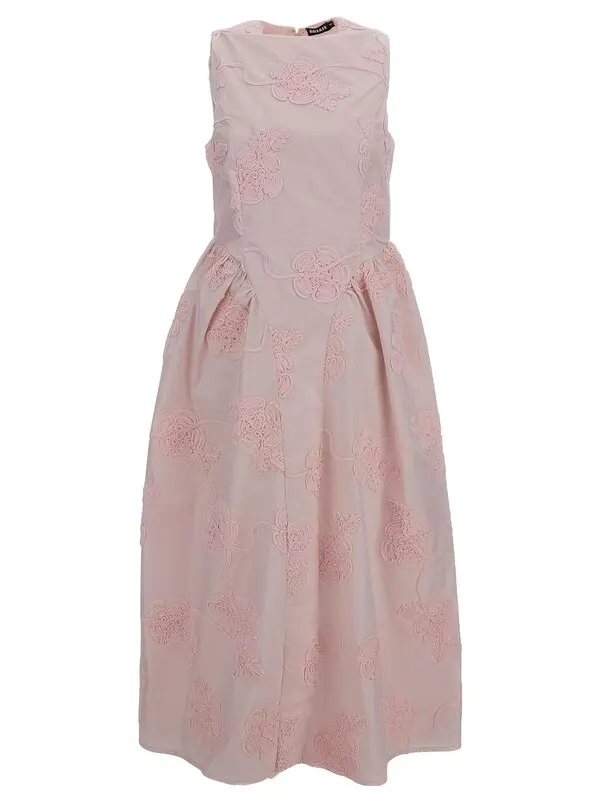 Remain Birger Christensen Floral Embroidered Midi Dress - Rose