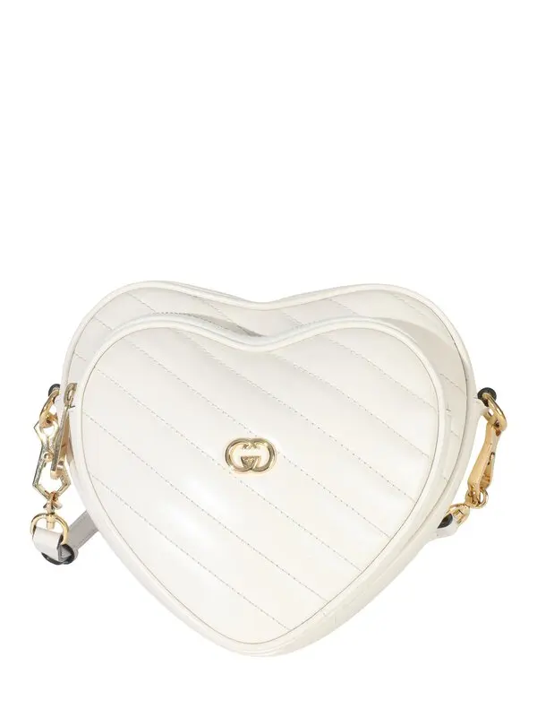 Gucci Matelasse Calfskin Interlocking G Heart Bag - White