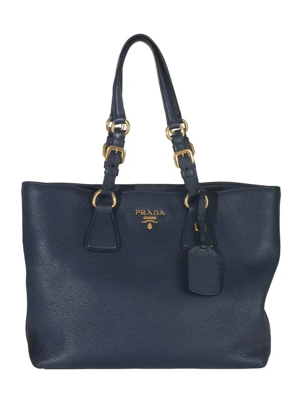 Prada Vitello Daino Phenix Shopper Tote - Blue