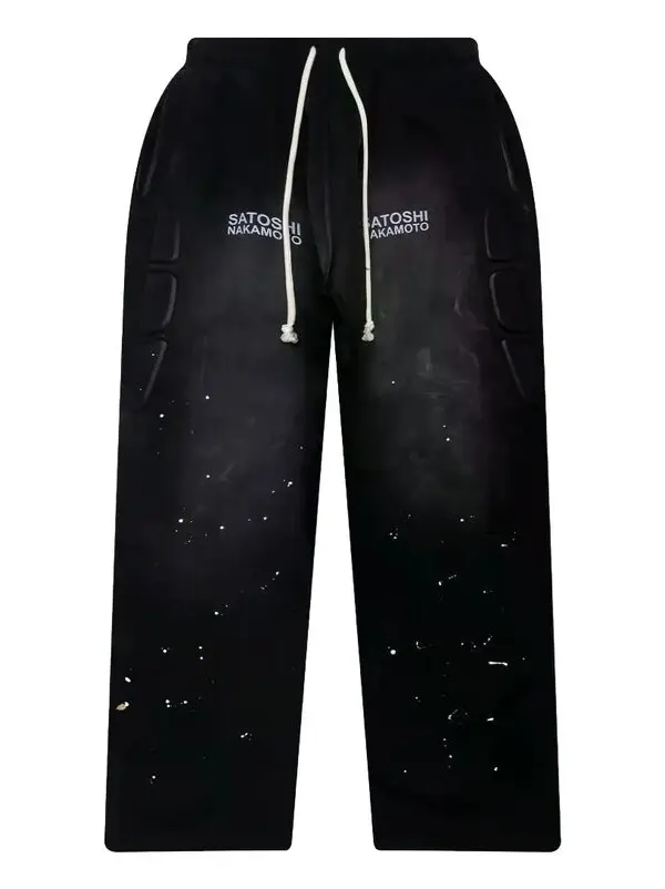 SATOSHI NAKAMOTO Padded-detail Sweatpants - Black