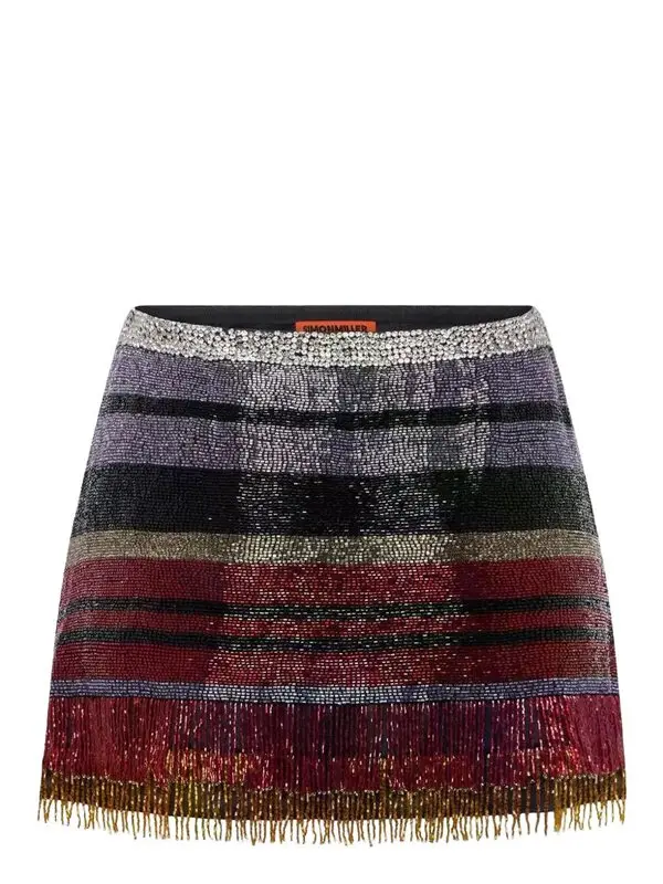 SIMONMILLER Beaded Striped Mini Skirt - Red