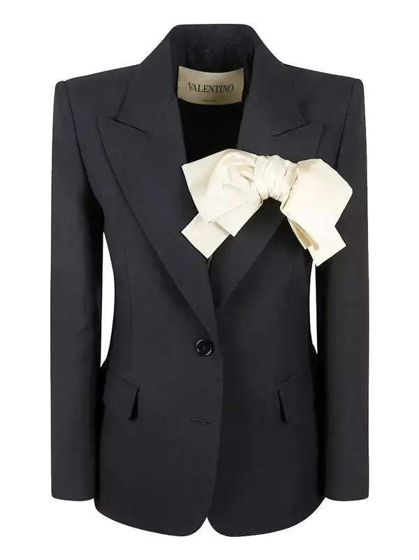 Valentino Garavani Bow-detail Single-breasted Blazer - Black