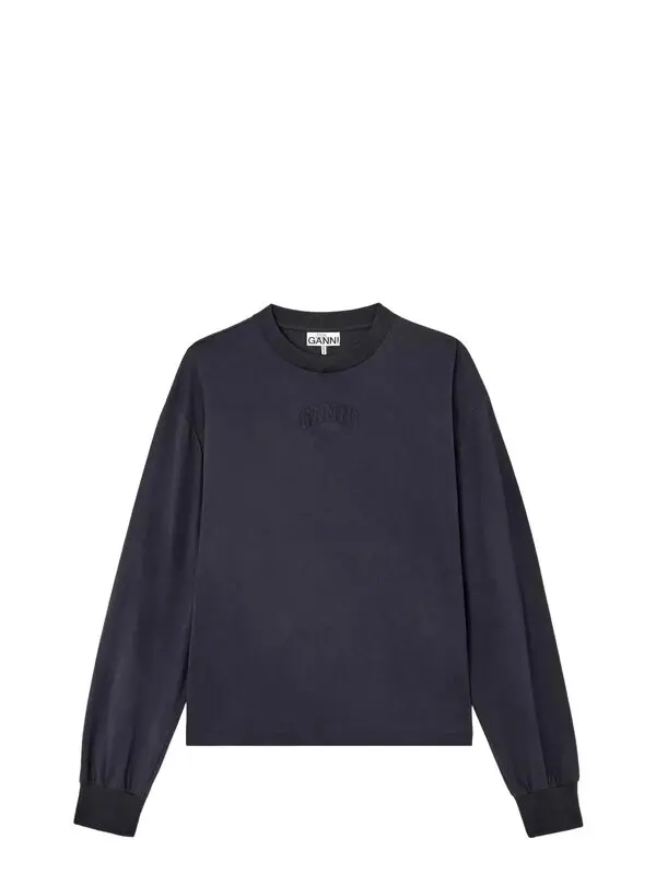 GANNI Long-sleeve Logo Sweatshirt - Grey