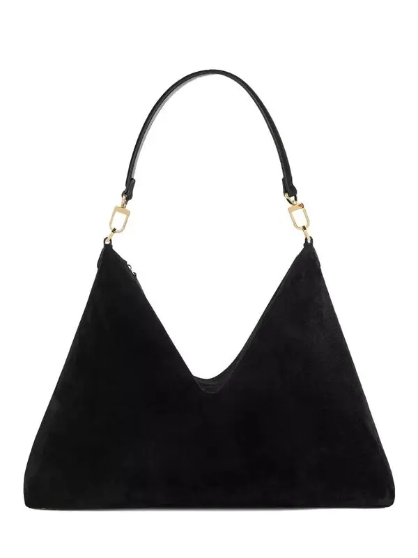 TOTEME Medium Bevel Suede Shoulder Bag - Black