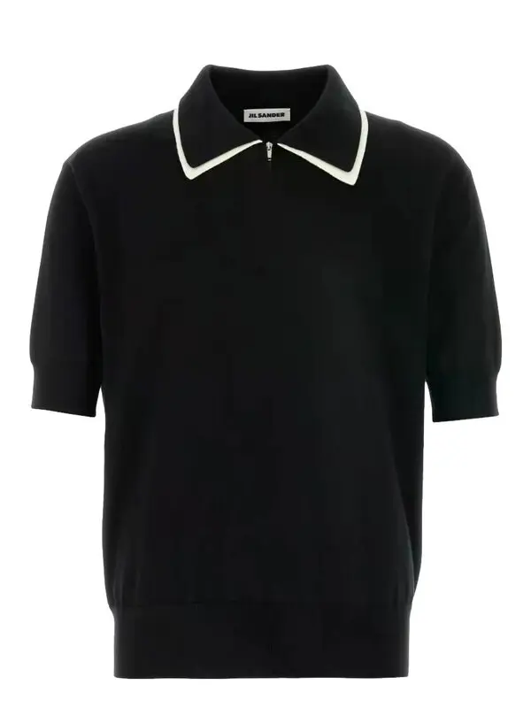 JIL SANDER Contrast-collar Polo Shirt - Black