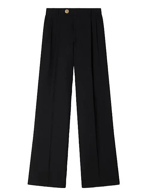 Sandro Straight Pressed-crease Wool Trousers - Black